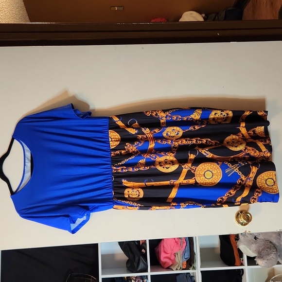 SHEIN | Dresses | 2xl Shein Blue Pattern Dress | Poshmark